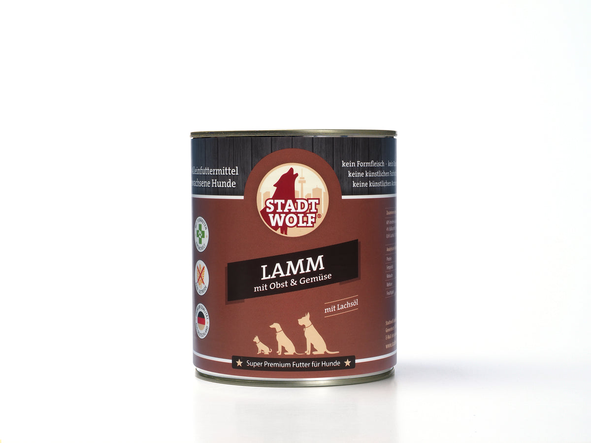 STADTWOLF Dog Adult - im 6er Pack - Lamm, Obst, Gemüse & Lachsöl ...