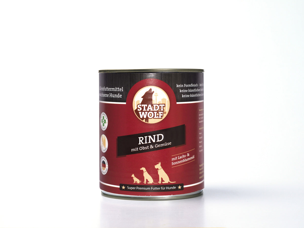 STADTWOLF Dog Adult - im 6er Pack - Rind, Obst, Gemüse & Hochwertigen ...